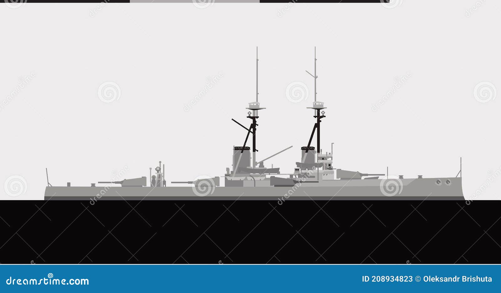 HMS ST. VINCENT 1909. Royal Navy Battleship. Stock Illustration ...