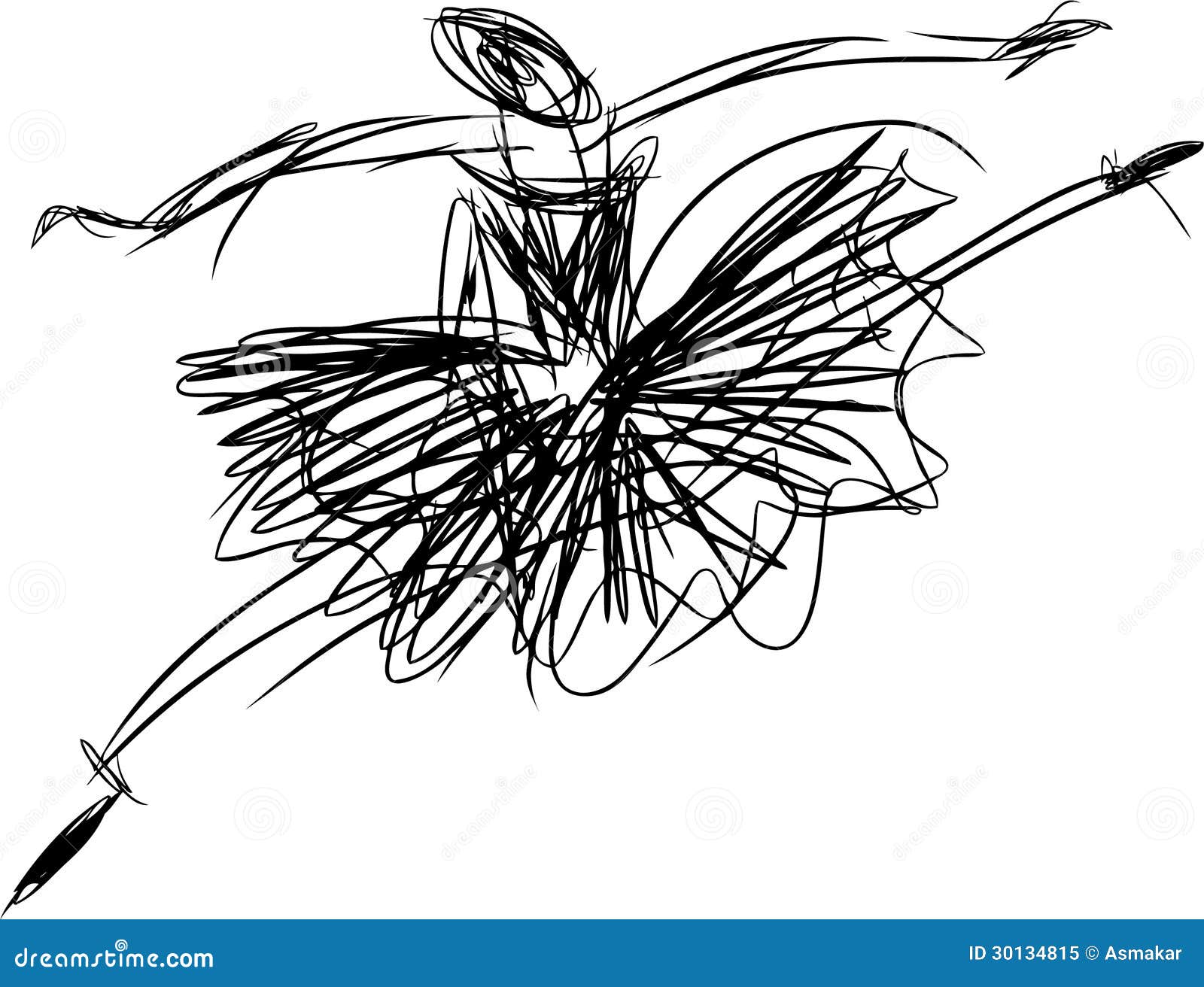 Doodle dancer stock vector. Illustration of ballet, contour - 30134815