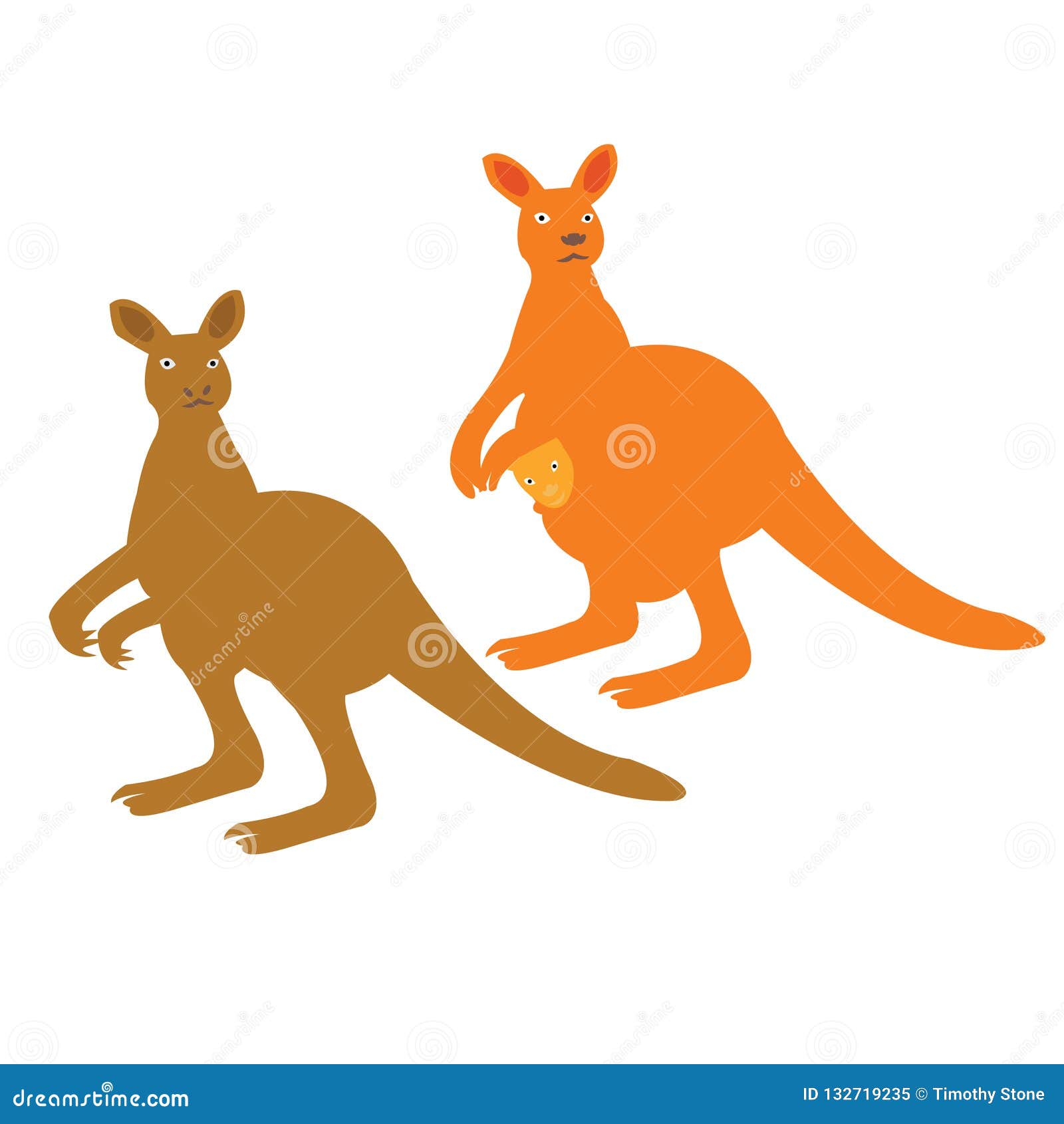 Vector Image of Kangaroo with Baby in Pouch Stock Vector - Illustration ...