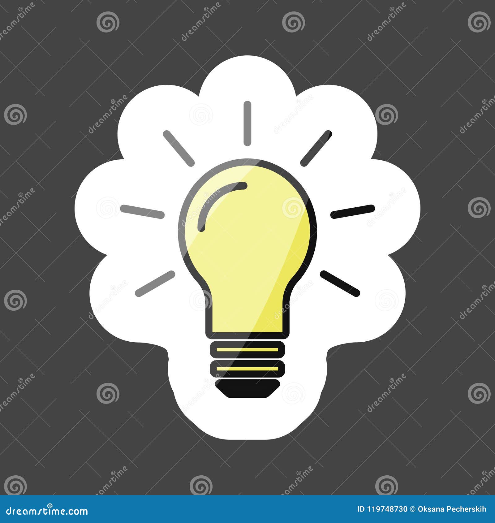 Vector Image of a Lamp Colored Sticker. Light Bulb Icon Stock Vector ...