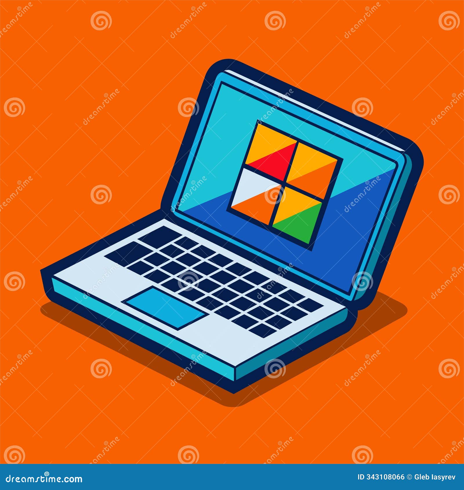 Vector Image of a Laptop on a Single Color Background. the Laptop ...