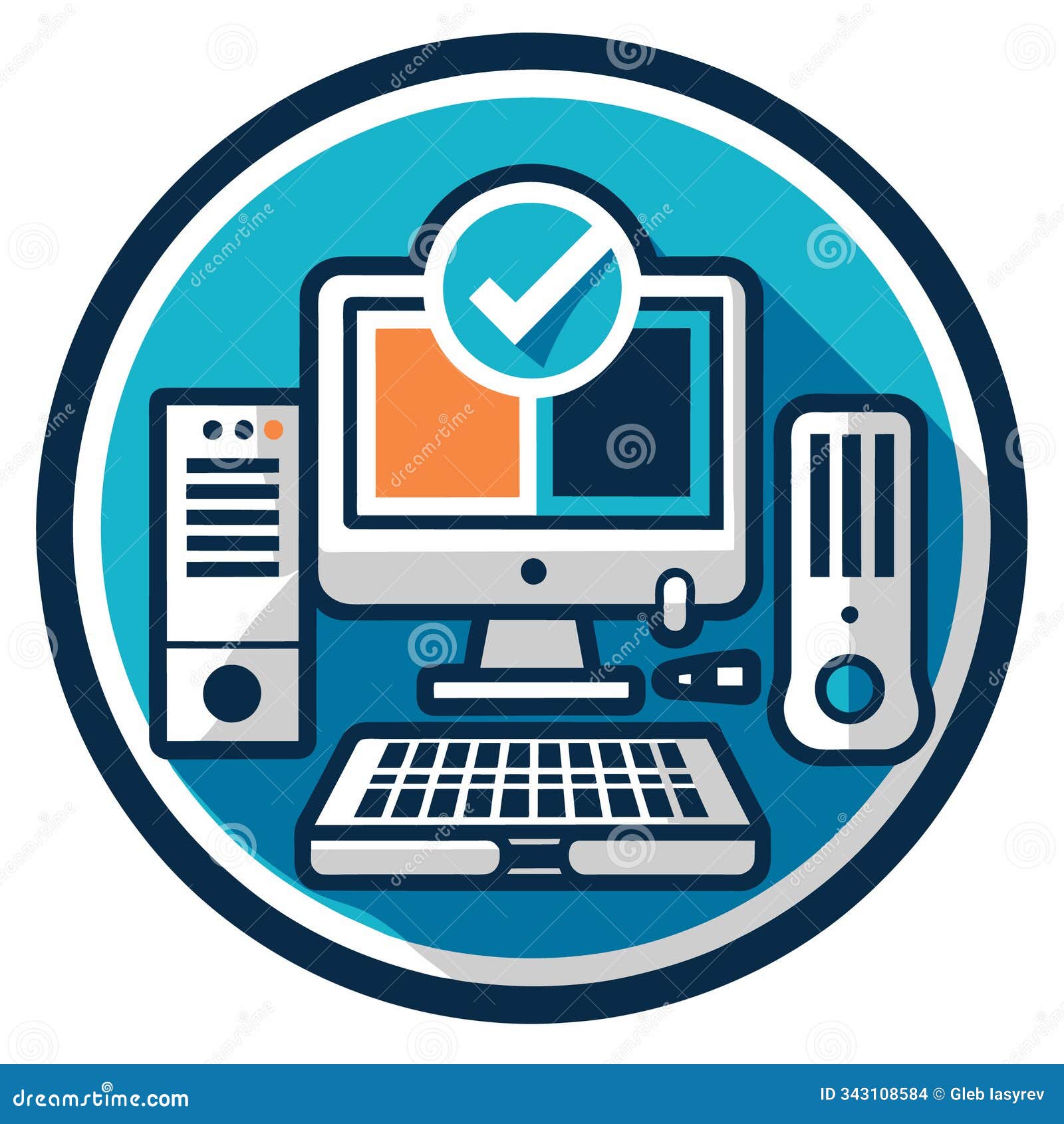 Vector Image of a Laptop on a Single Color Background. the Laptop ...