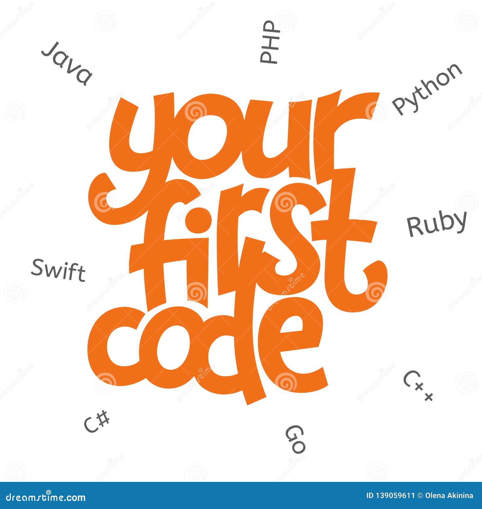 A Vector Image with a Lettering Your First Code. a Children Coding ...