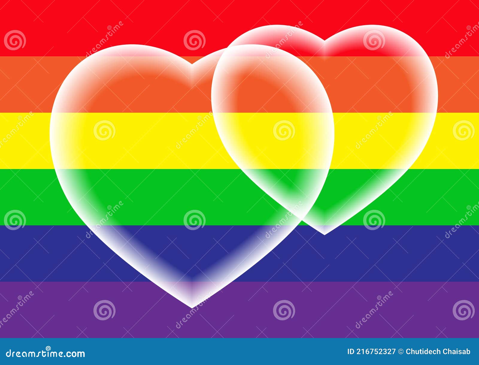 Vector Image of a LGBTQ+ Flag. Pride Symbol and Double Heart Stock ...