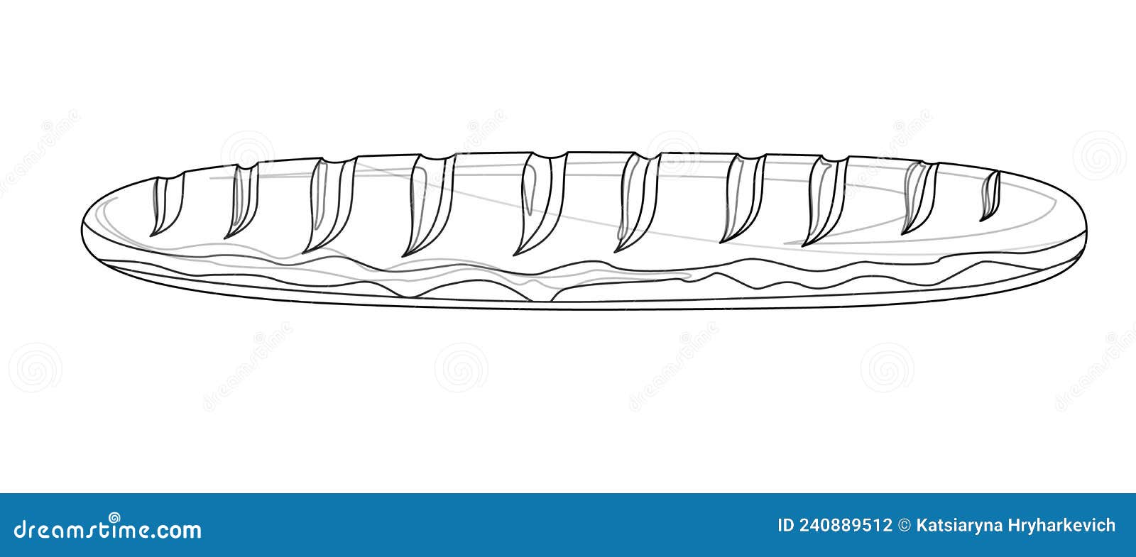 Vector Image of a Loaf of Bread Isolated on White Background. Outline ...