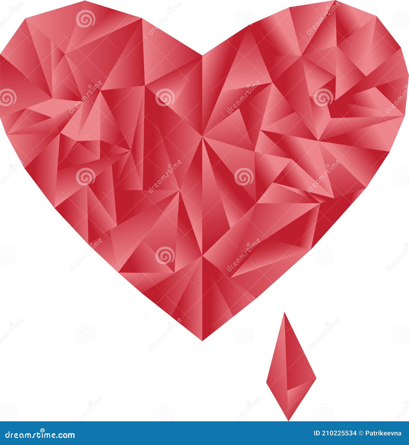 Low Poly Red Heart Isolated On White. Like Or Papercraft Concept. 3D ...