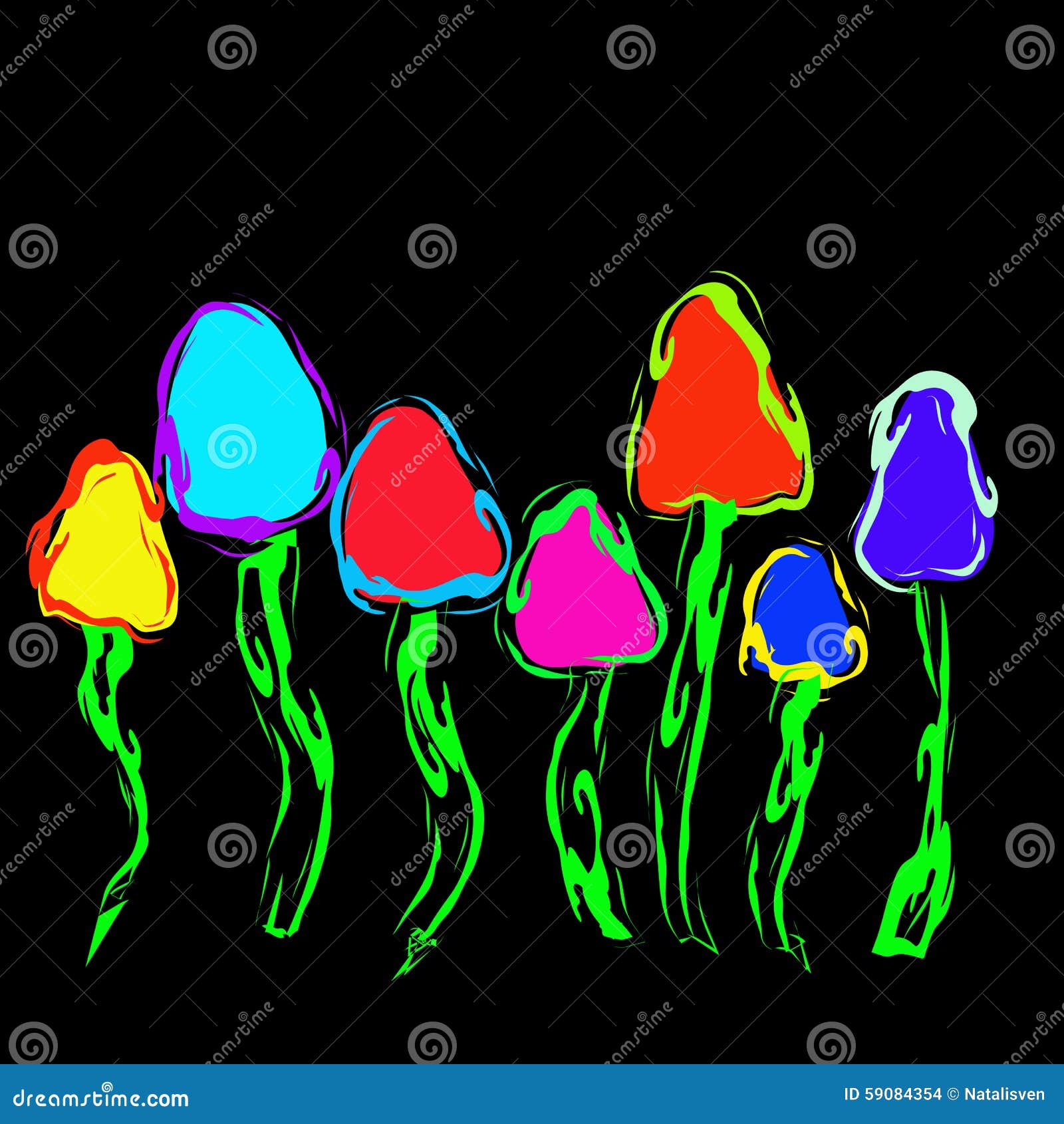 Vector Image of Magic Mushrooms in Abstract Art Style, Done in a ...