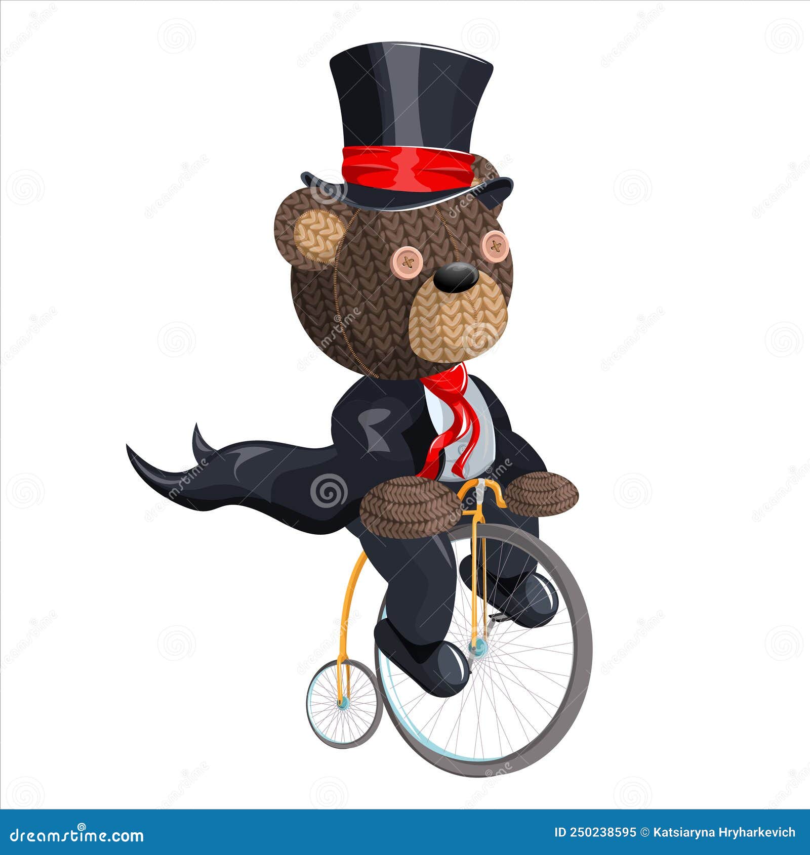 Vector Image of a Magician Bear on a Bicycle. Concept Stock Vector ...