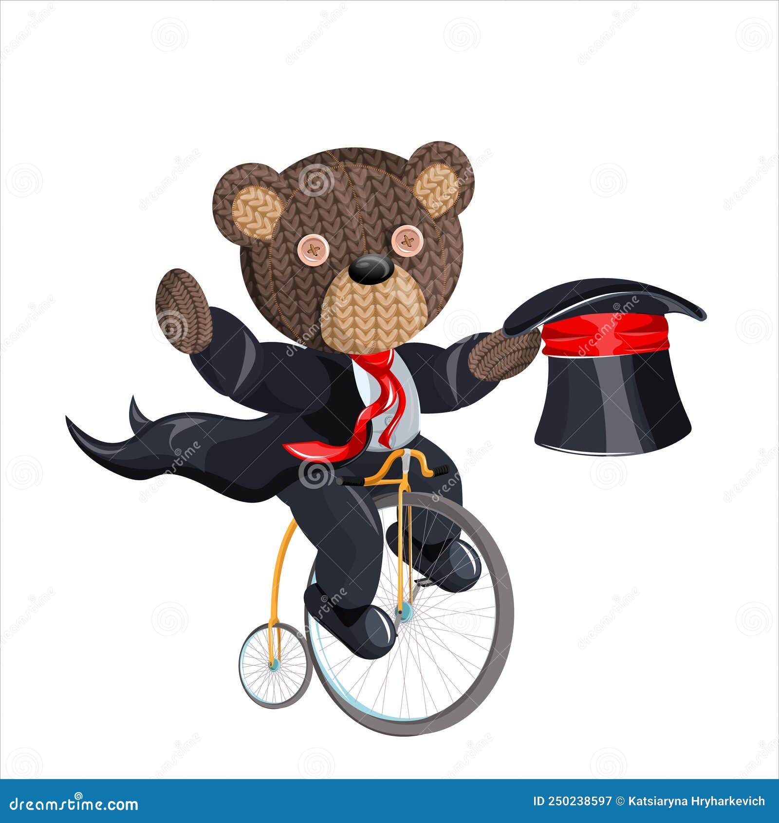 Vector Image of a Magician Bear on a Bicycle Stock Illustration ...