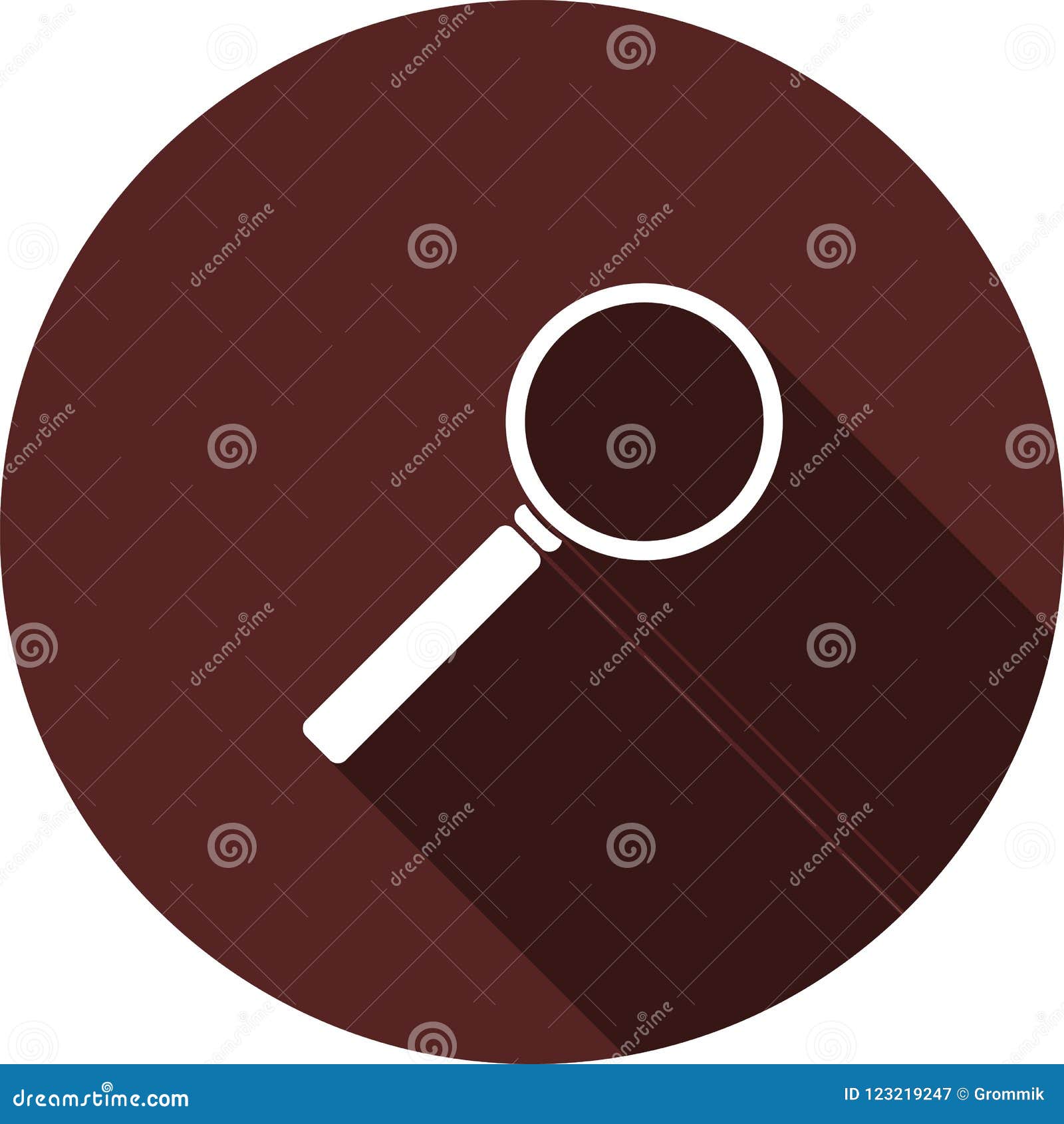 The Magnifying Glass Icon on Round Maroon Color, Vector Image Stock ...
