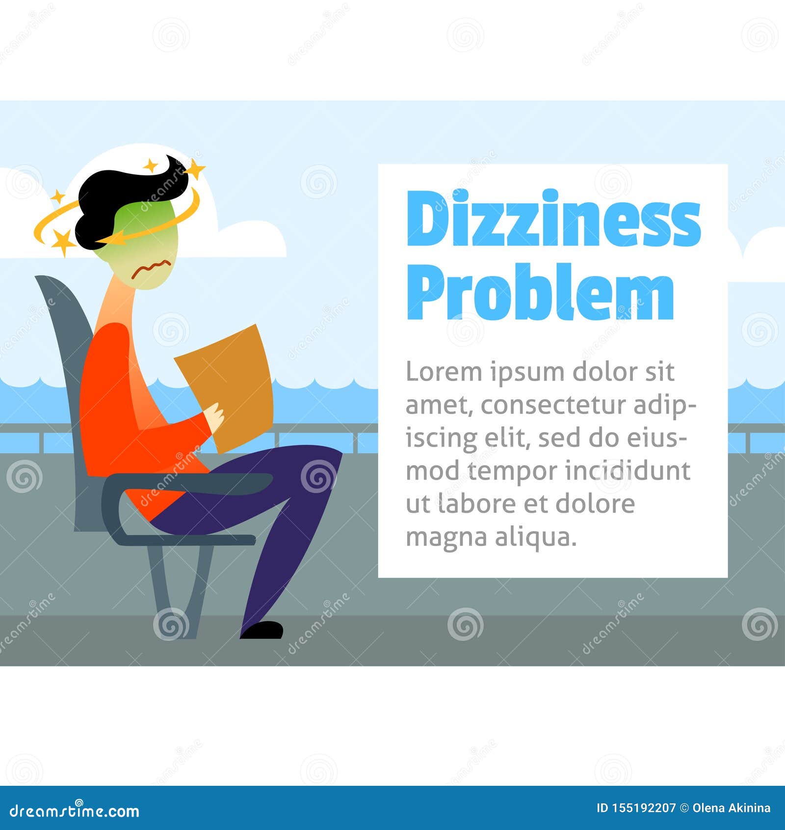 A Vector of a Man on a Ship with Motion Sickness and Dizziness. a Color ...
