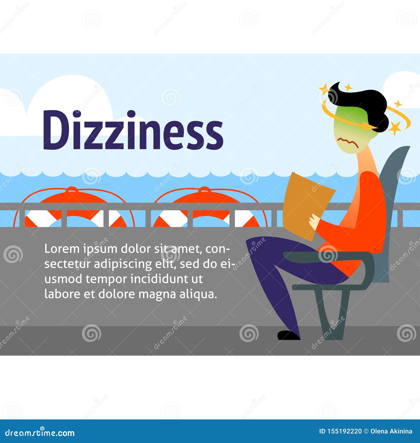 A Vector of a Man on a Ship with Motion Sickness and Dizziness. a Color ...
