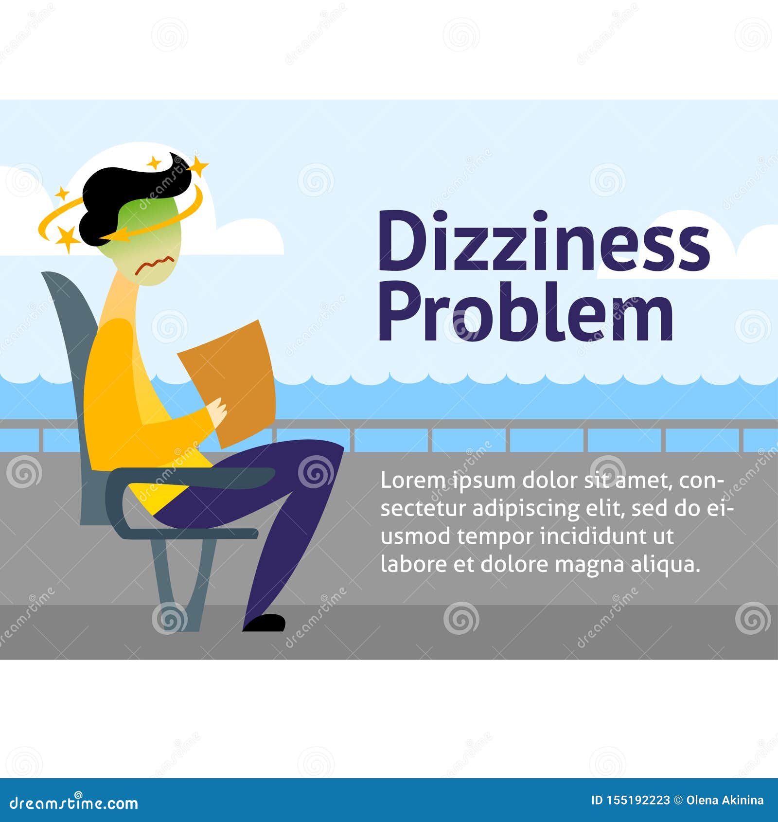 A Vector of a Man on a Ship with Motion Sickness and Dizziness. a Color ...