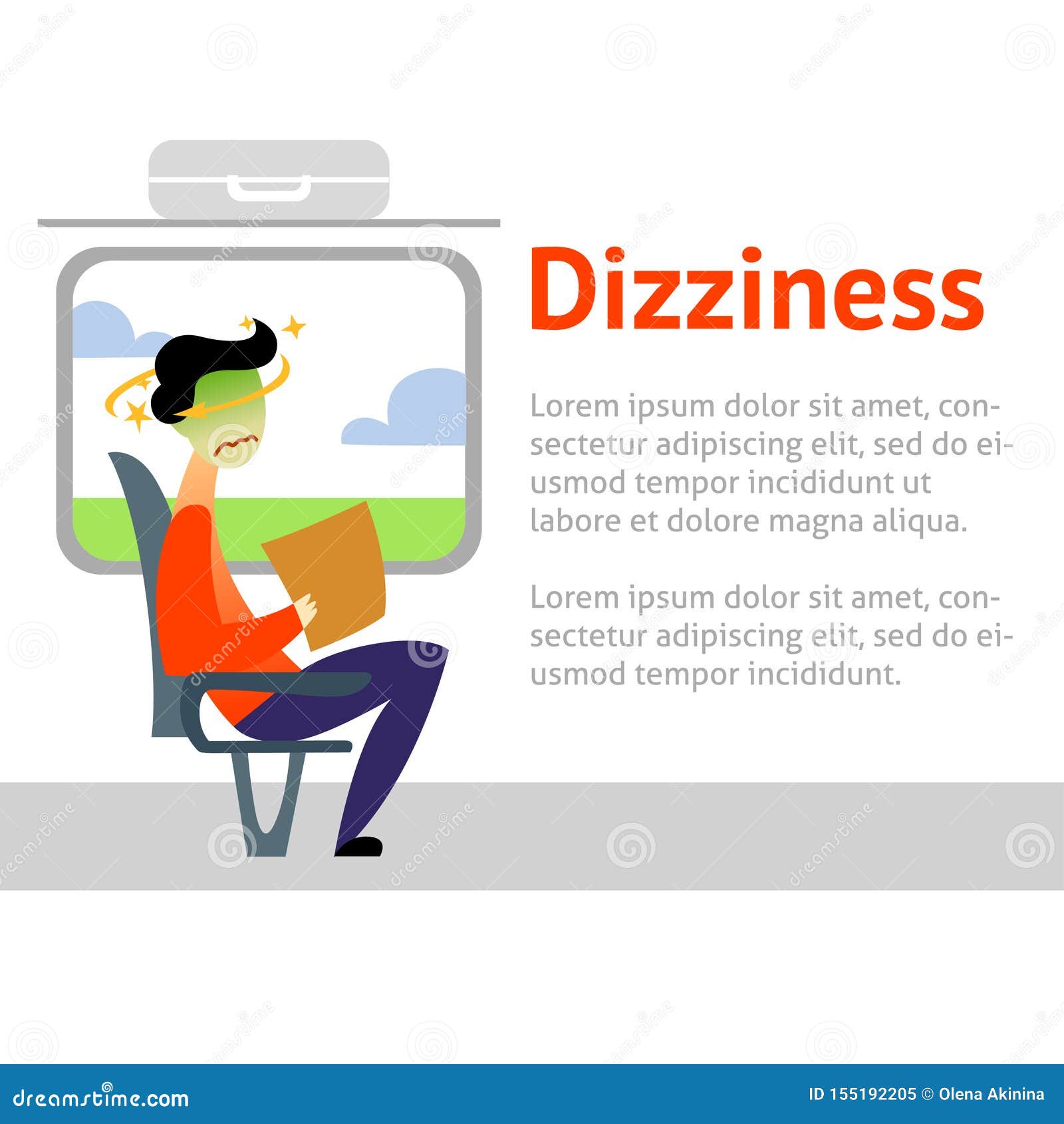 A Vector of a Man in the Transport with Motion Sickness and Dizziness ...