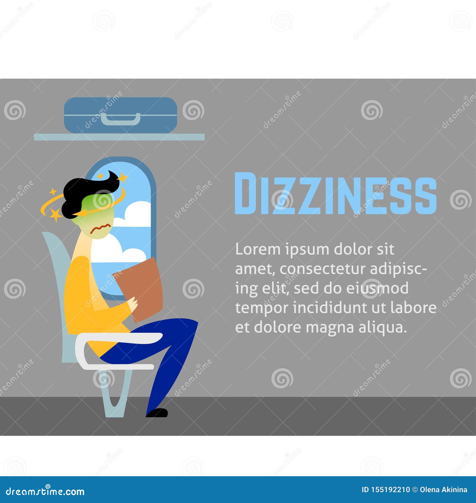 A Vector of a Man in the Transport with Motion Sickness and Dizziness ...