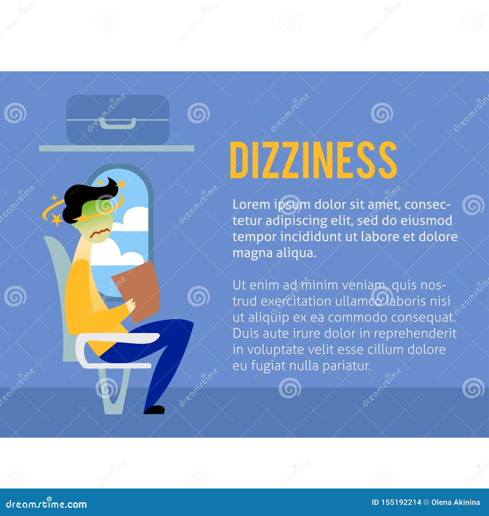 A Vector of a Man in the Transport with Motion Sickness and Dizziness ...