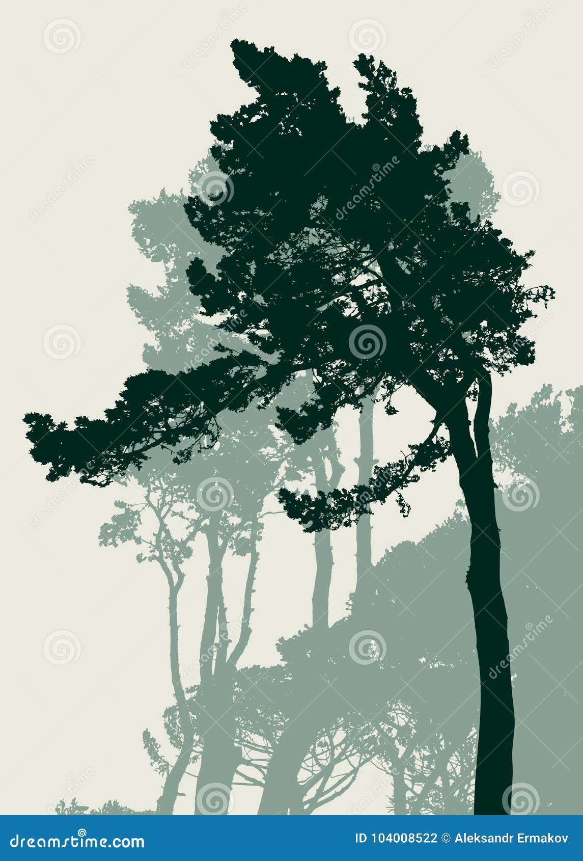 Silhouettes of the Italian Pines Stock Vector - Illustration of ...