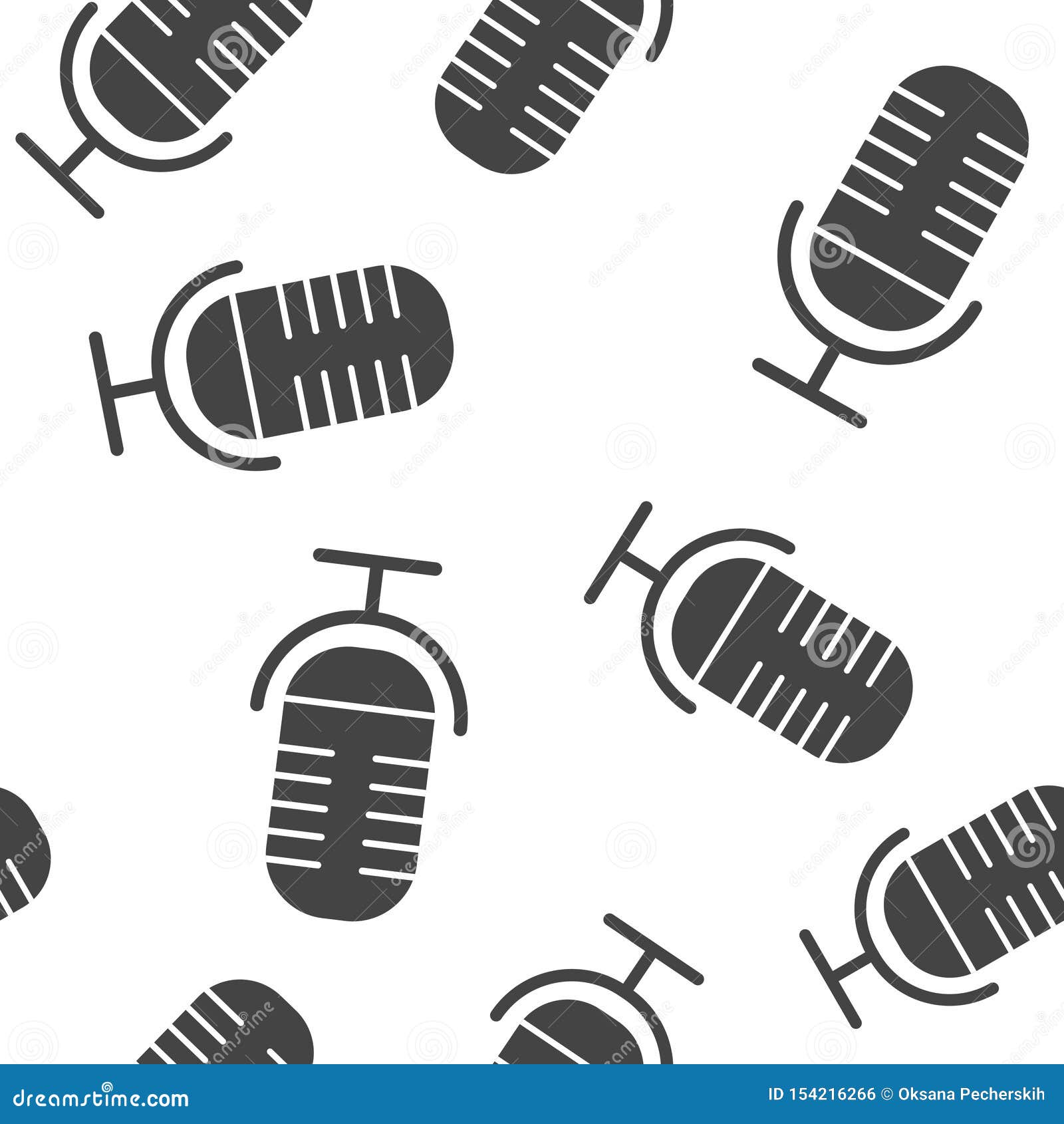 Vector Image of Microphone Seamless Pattern on a White Background Stock ...