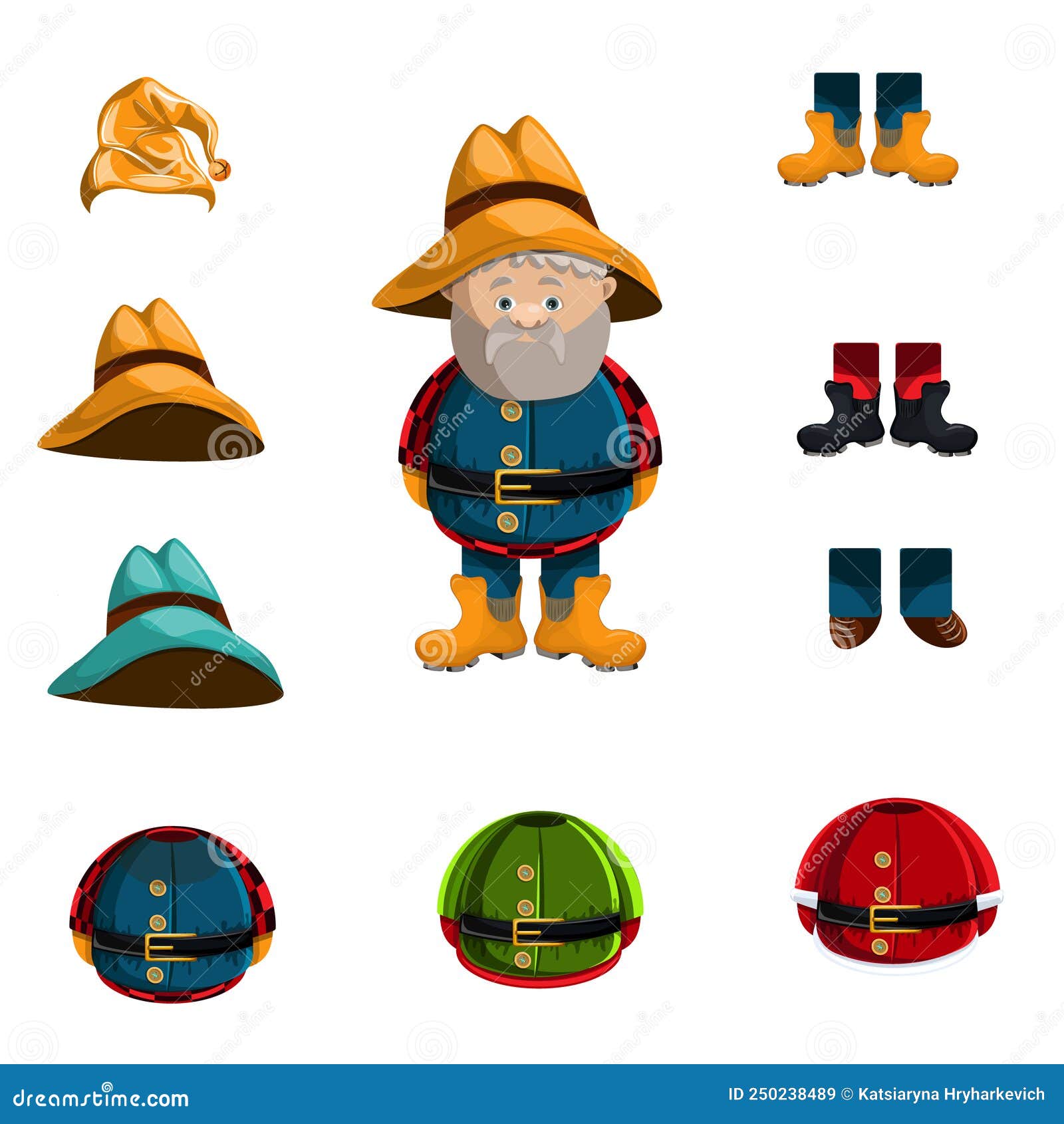 A Vector Image of a Middle-aged Man with a Beard and a Wide-brimmed Hat ...