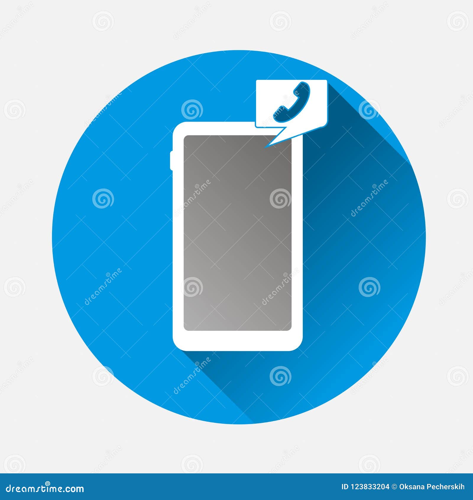 Vector Image Mobile Phone, Smartphone on Blue Background. Flat I Stock ...