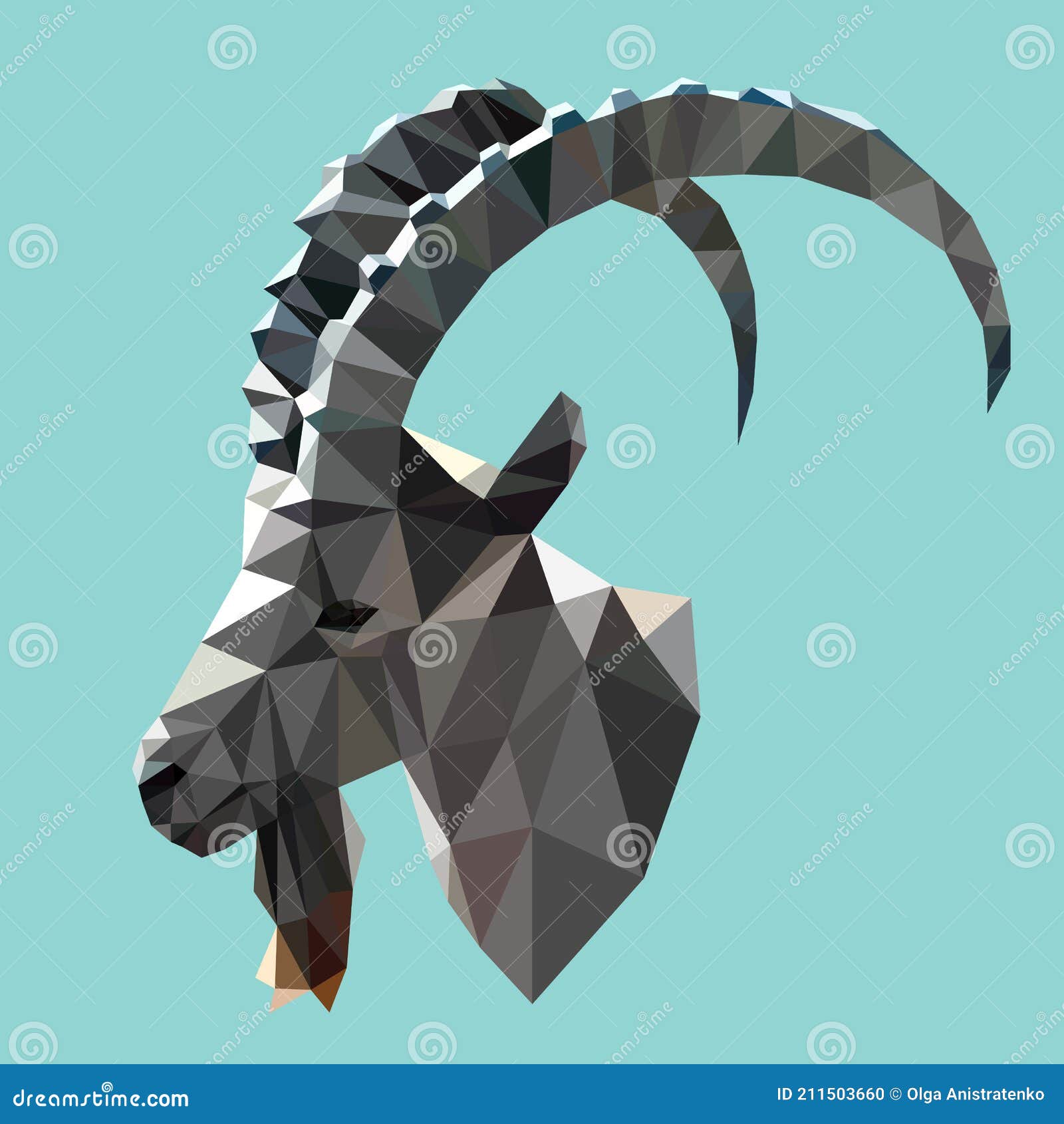 Vector Image of a Mountain Goat Head. Polygonal Animal Stock Vector ...