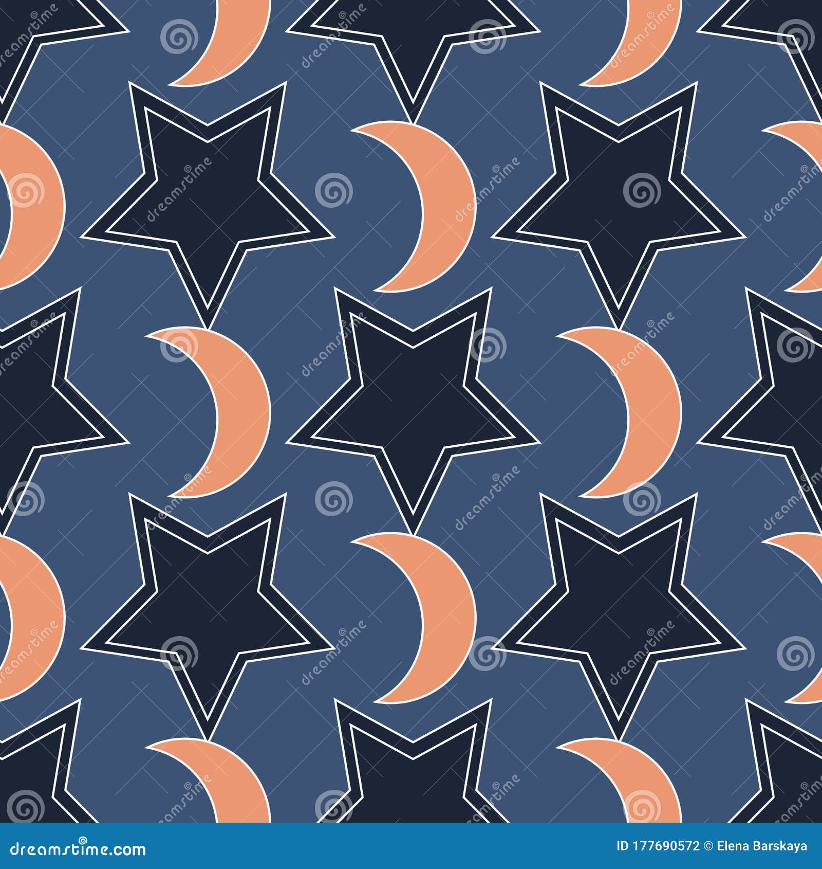 Moon and Stars As a Pattern for Postcards or Textiles Stock Vector ...