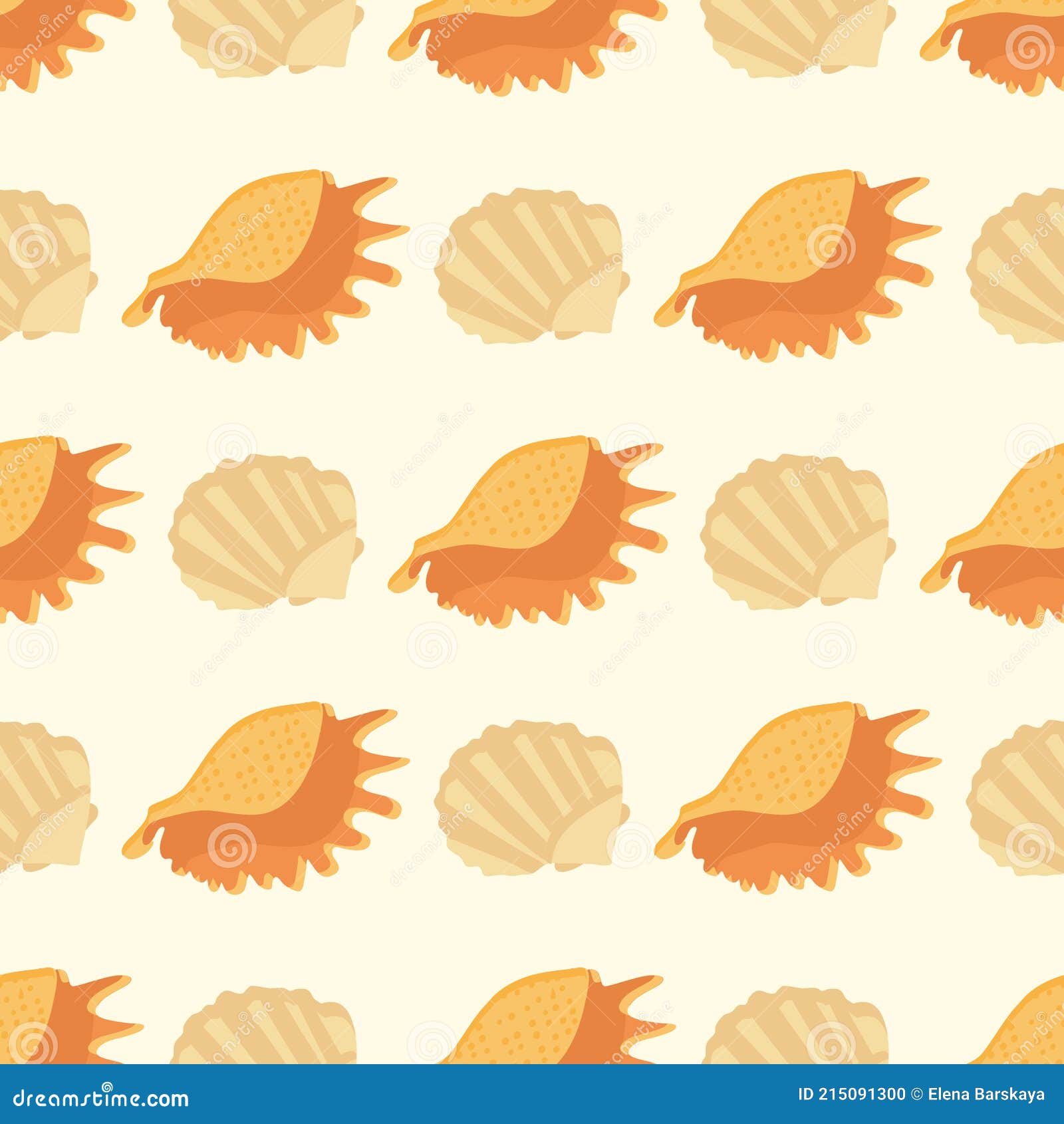 A Pattern of Two Beige Shells on a Yellow Background Stock Vector ...