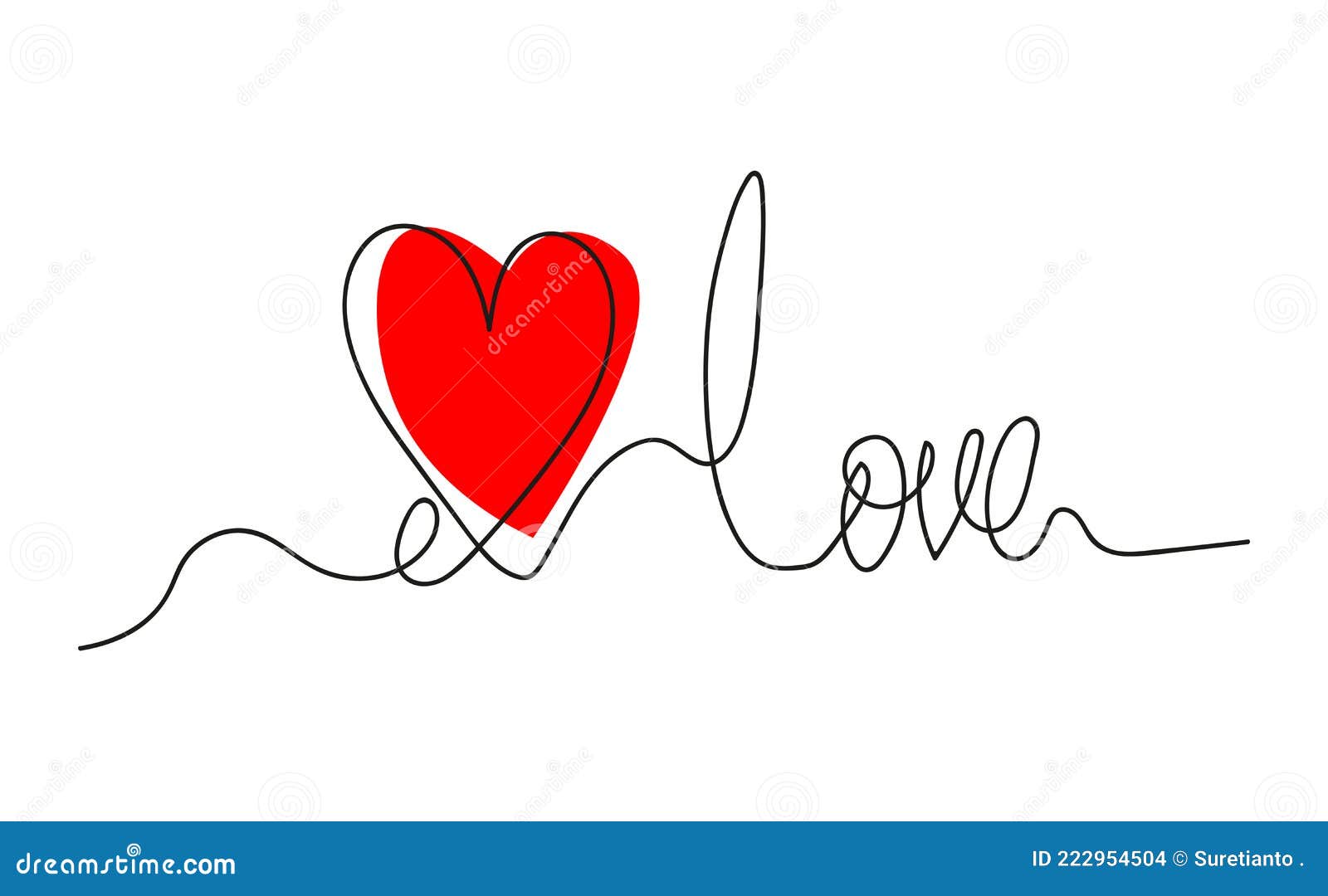 One line stroke love stock vector. Illustration of romantic - 222954504