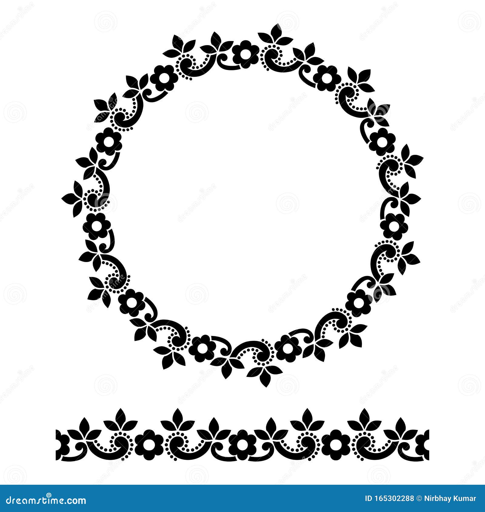 Oriental Vector Round Pattern with Arabesques and Floral Elements Stock ...