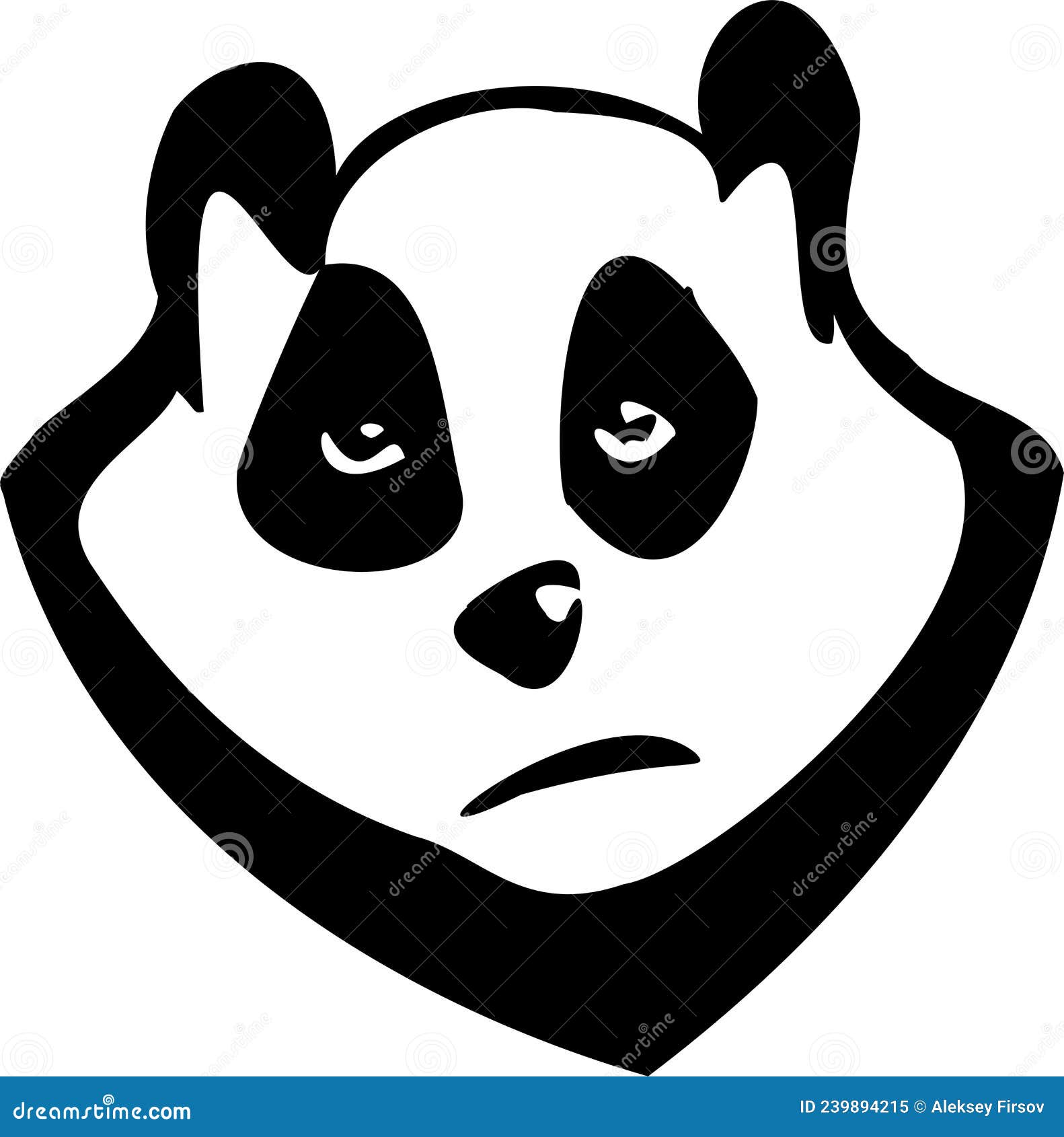 Vector Image of a Panda Head in a Cartoon Style with a Very Gloomy Face ...
