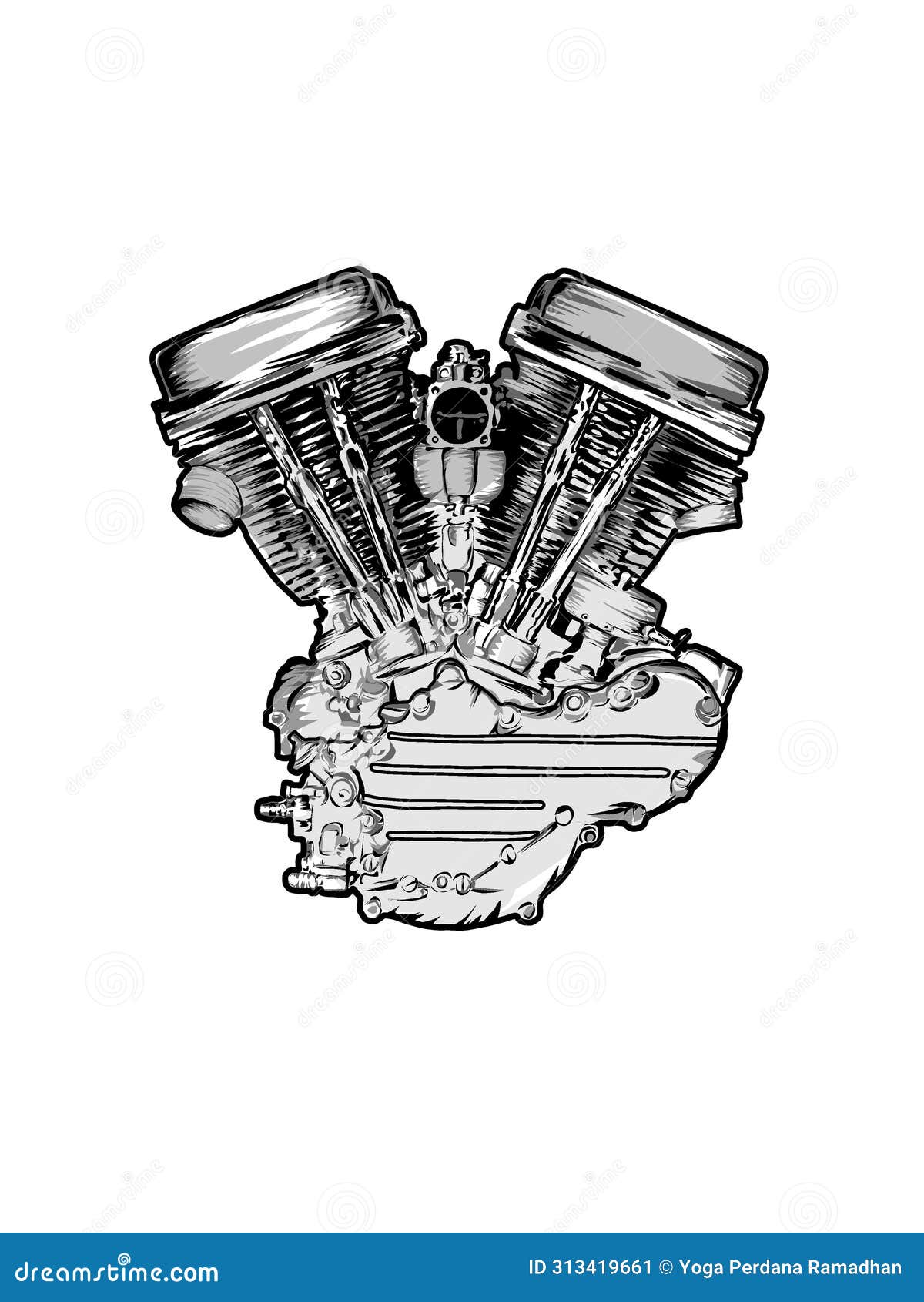 Image of a Panhead Type V-twin Engine from a Harley Davidson Stock ...