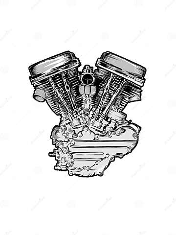 Image of a Panhead Type V-twin Engine from a Harley Davidson Stock ...