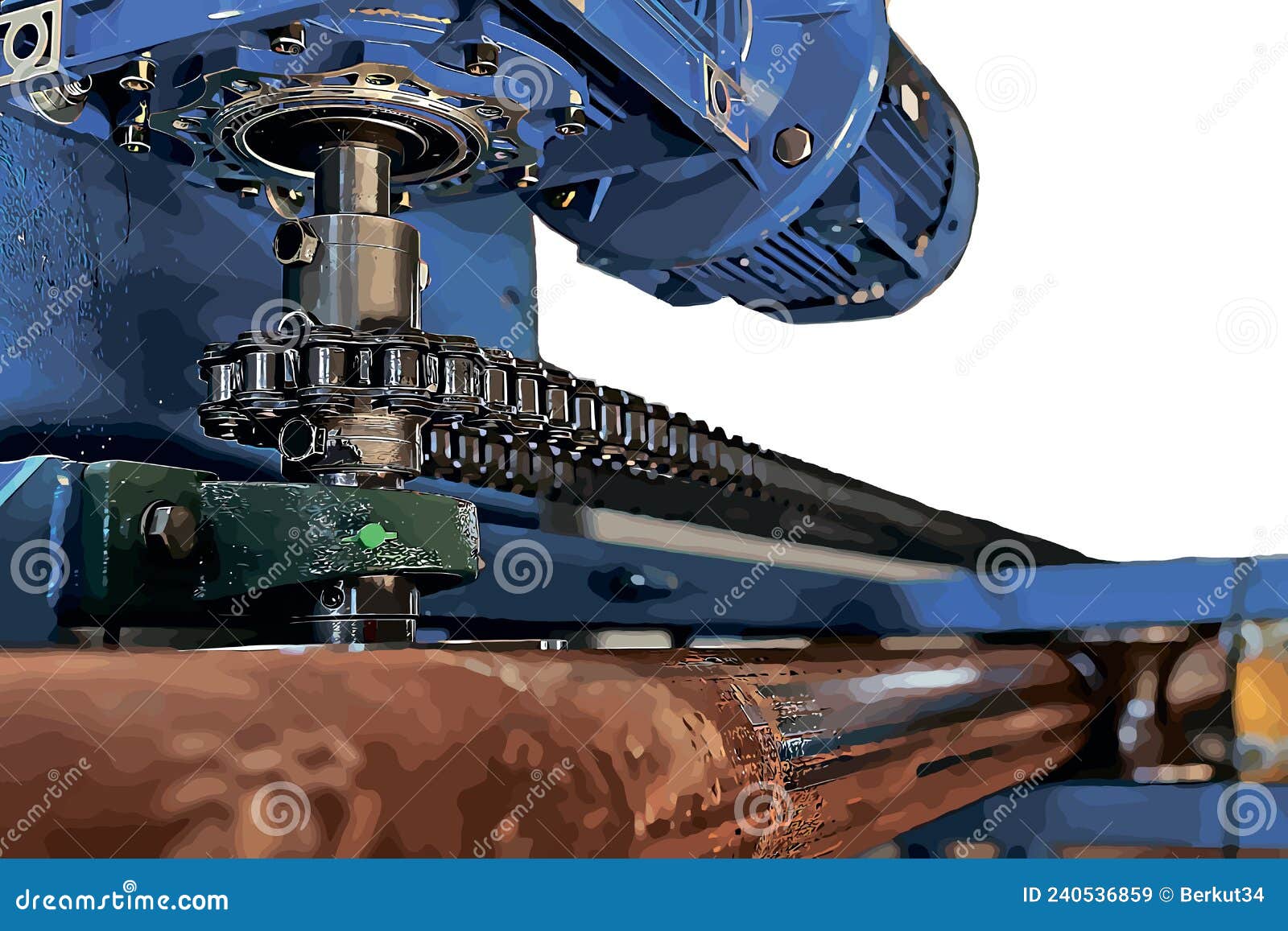 Vector Image of Part of a Chain Industrial Machine Stock Image - Image ...