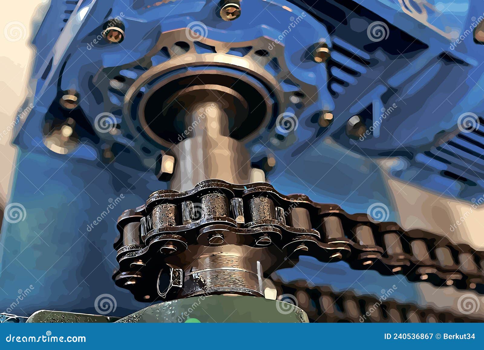 Vector Image of Part of a Chain Industrial Machine Stock Image - Image ...