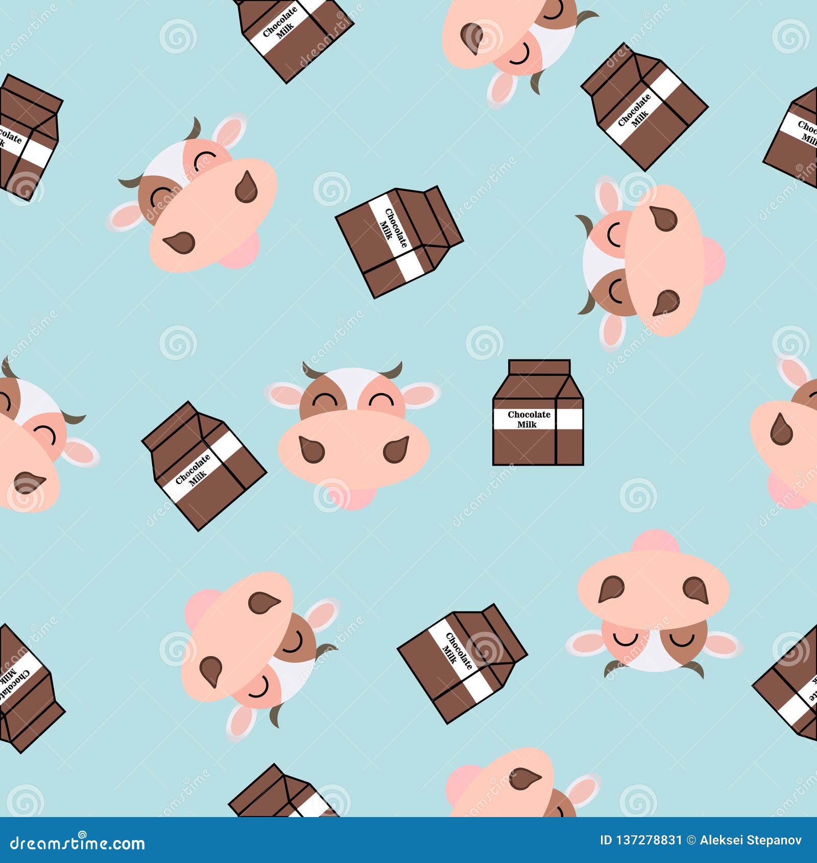Vector Image Pattern Cow with Chocolate Milk Box Stock Illustration ...