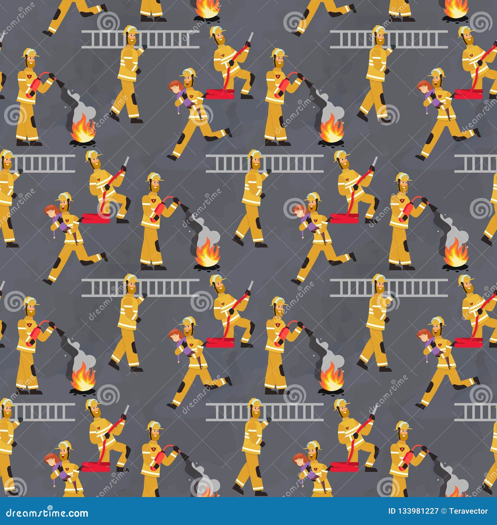 Seamless Firefighter Background Vector Illustration | CartoonDealer.com ...