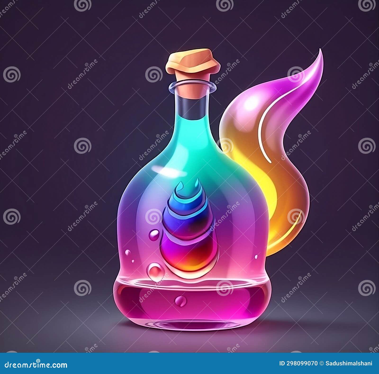 Vector Image of Pearlescent Bottle on Fire for App Icon Isolated on ...