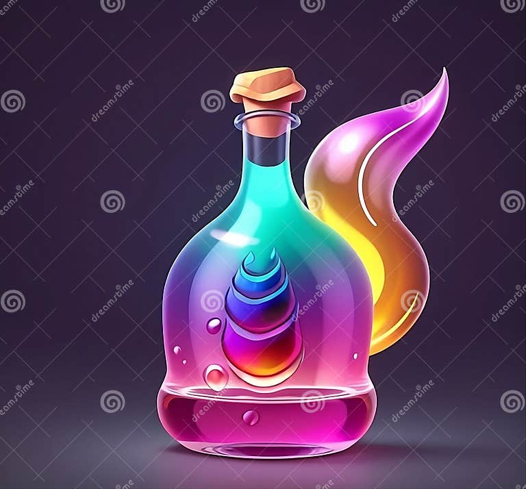 Vector Image of Pearlescent Bottle on Fire for App Icon Isolated on ...