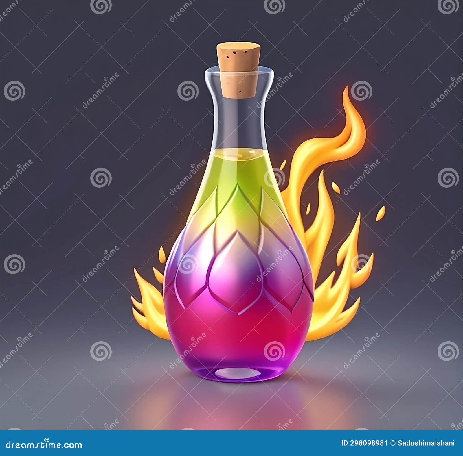 Vector Image of Pearlescent Bottles on Fire for App Icon Isolated on ...