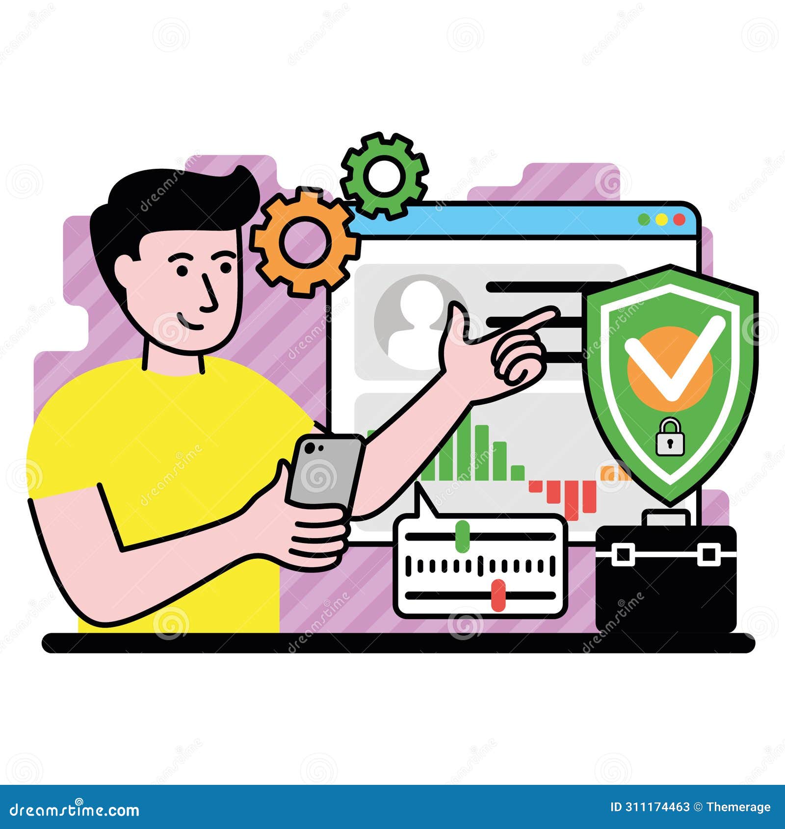 Vector Image of Person Conducts Training on Security Systems in the ...