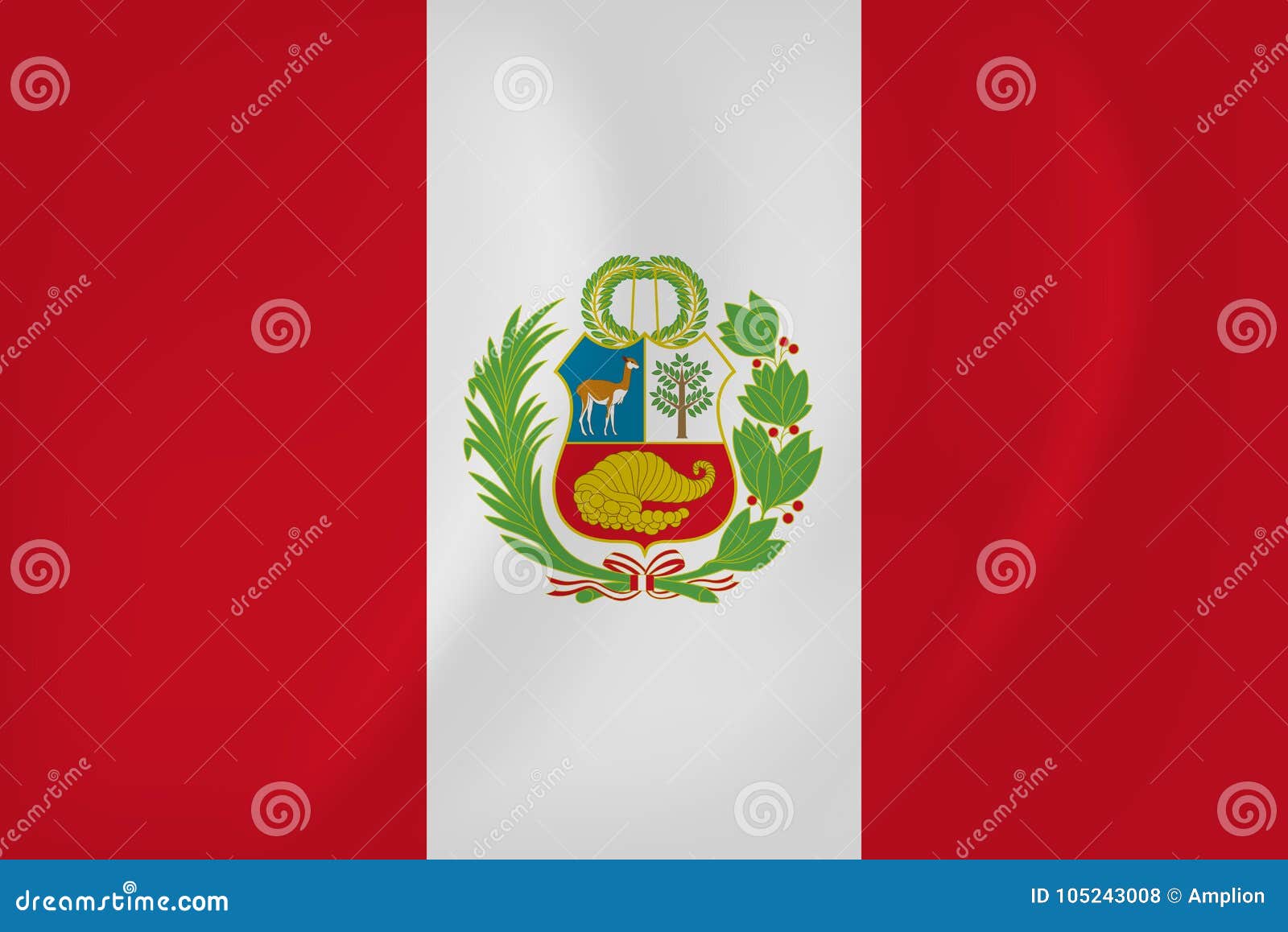Peru waving flag stock vector. Illustration of concept - 105243008