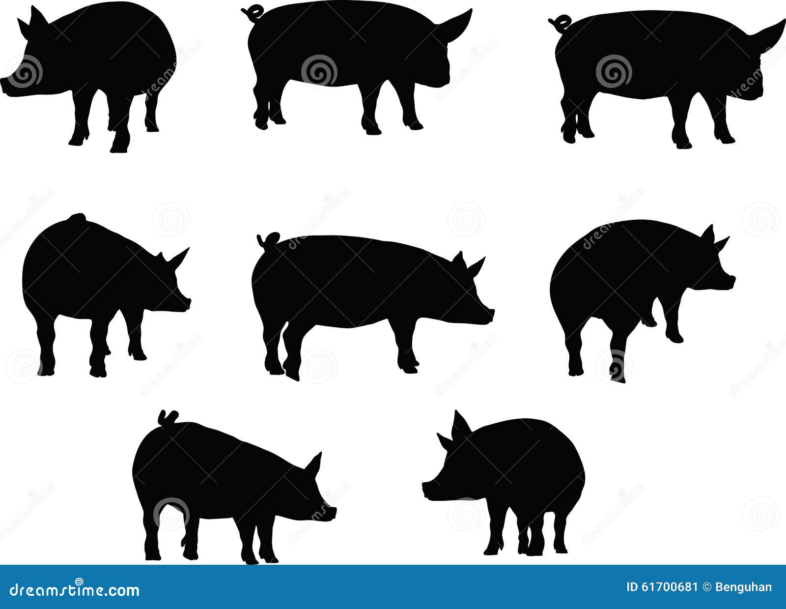 Vector Image, Pig Silhouette, In A Standing Position, Isolated On White ...