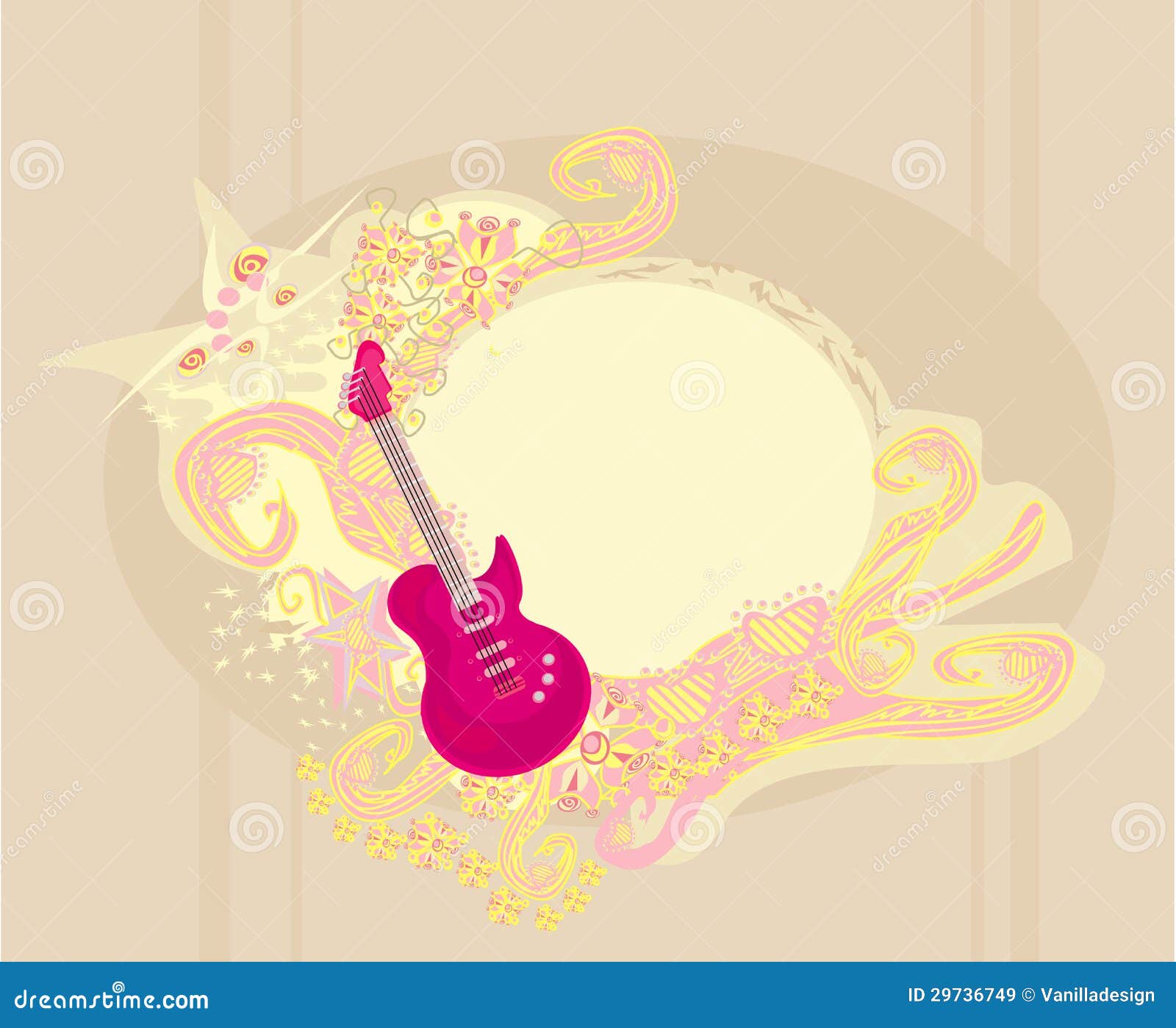Pink Guitar with Wide Area for Your Information. Stock Vector ...