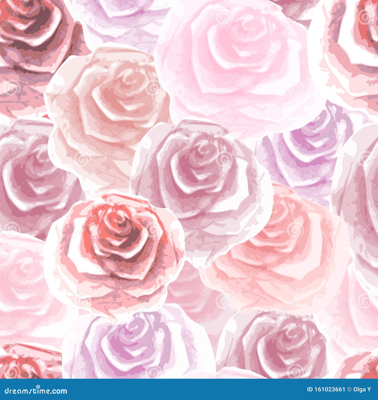 Vector Image of Pink Roses Painted Watercolor Seamless Stock Vector ...