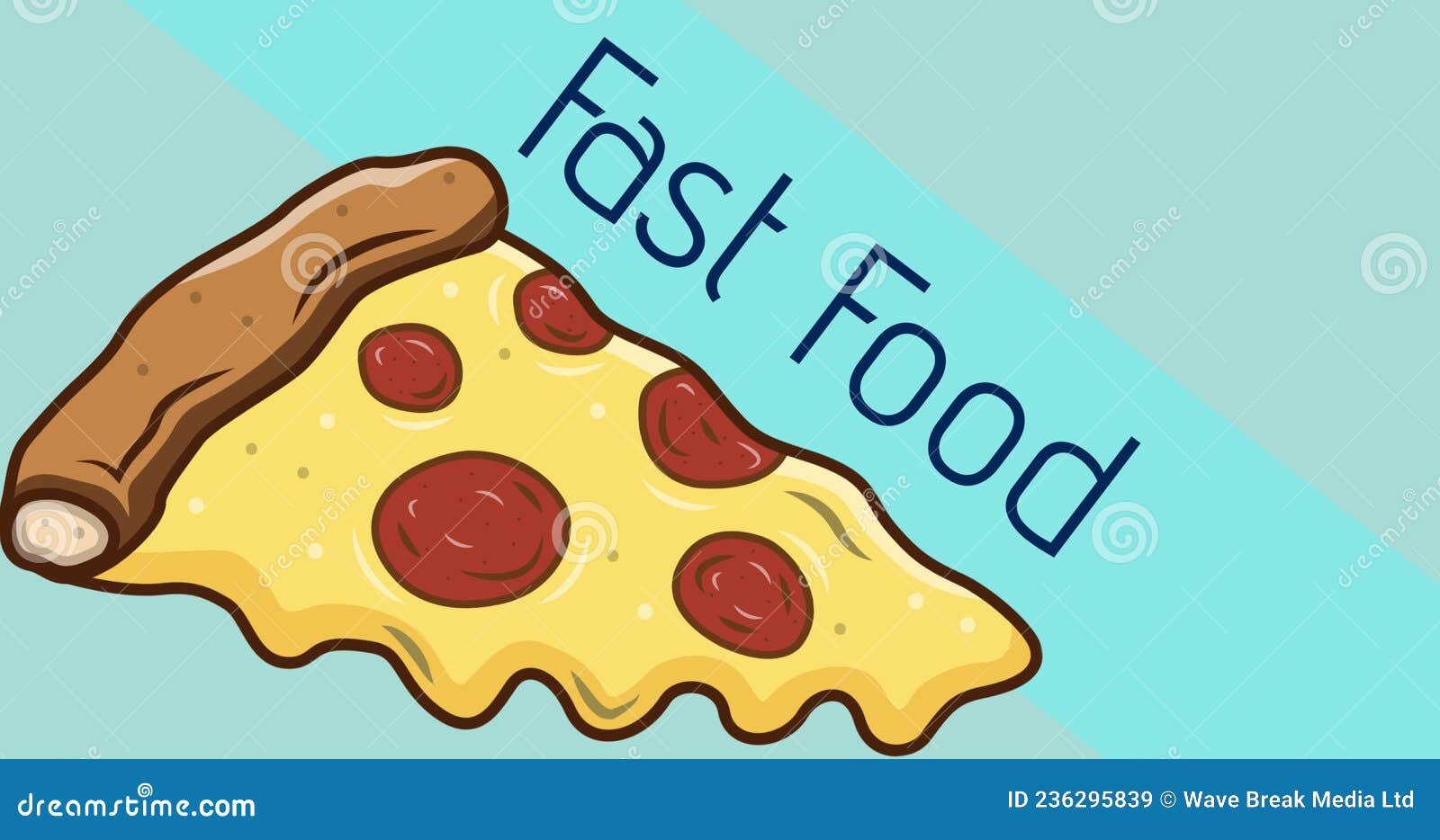 Vector Image of Pizza Slice and Fast Food Text Against Blue Background ...