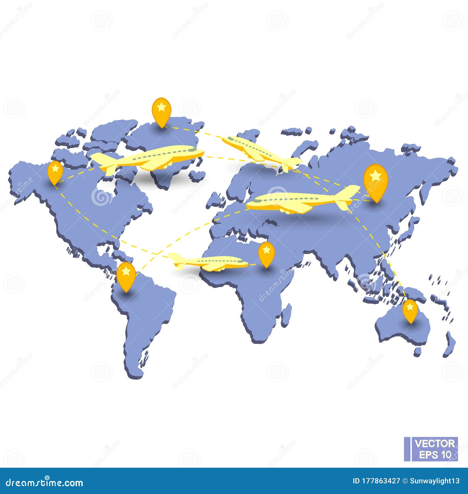 Planes fly over the map stock illustration. Illustration of flight ...
