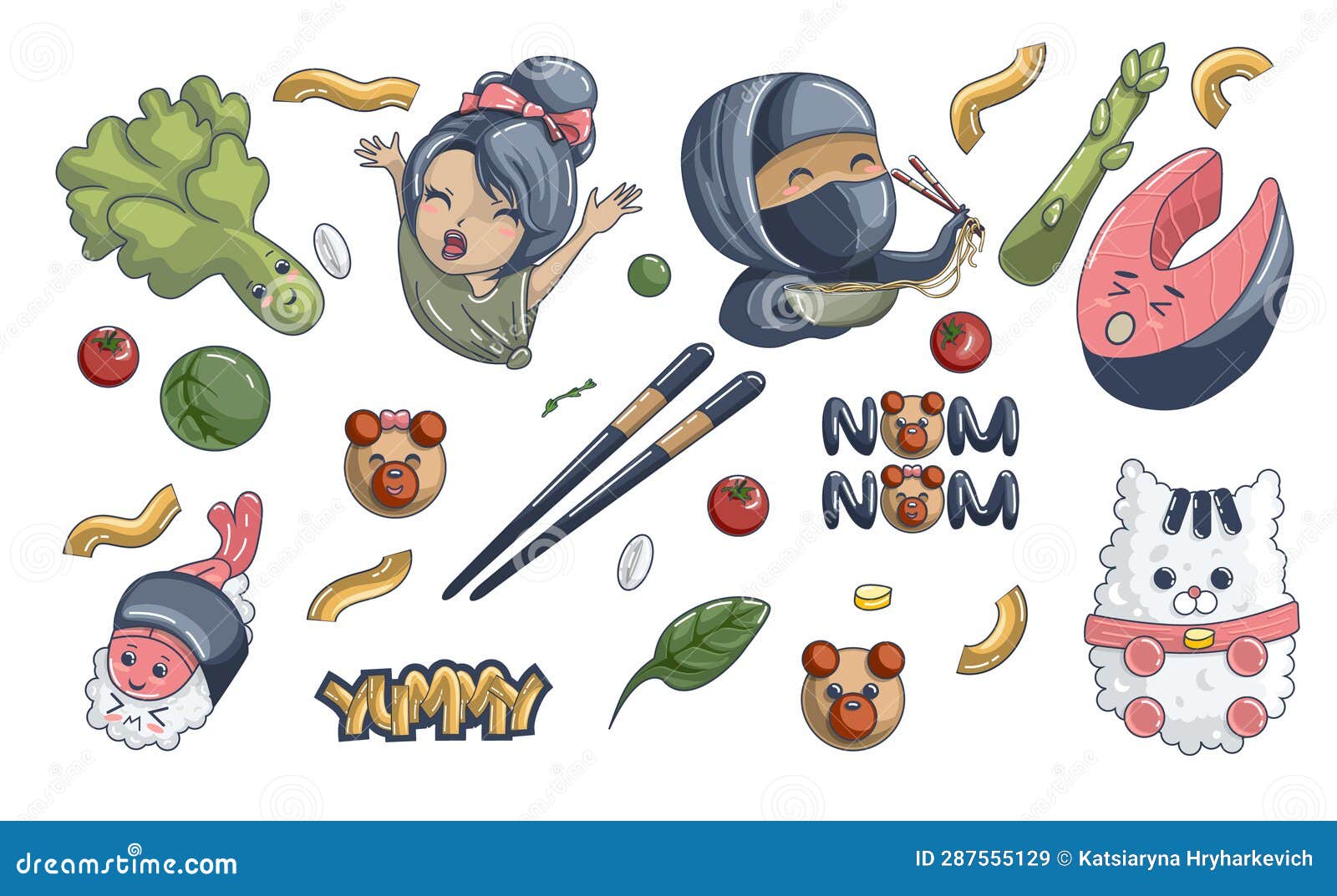 Vector Image of a Pset from National Japanese Dishes and Products. EPS ...