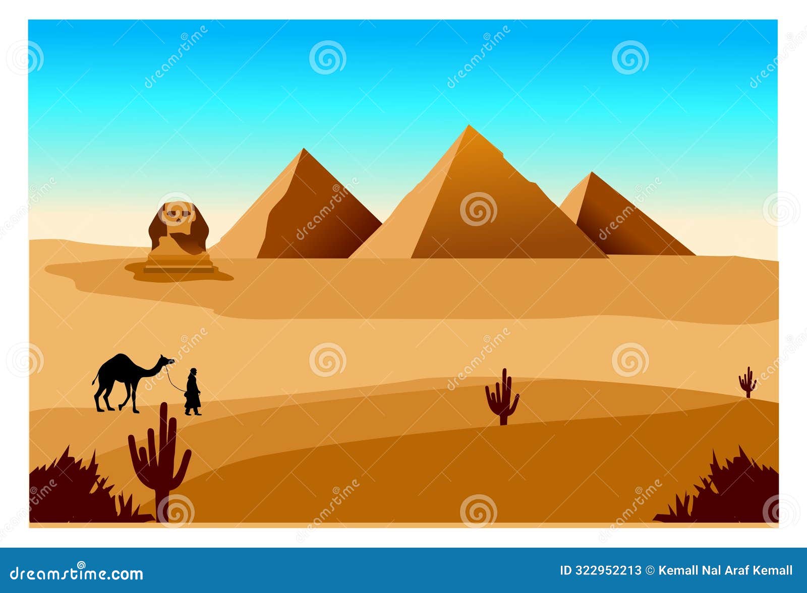 Vector Image of a Pyramid in the Desert. Stock Vector - Illustration of ...