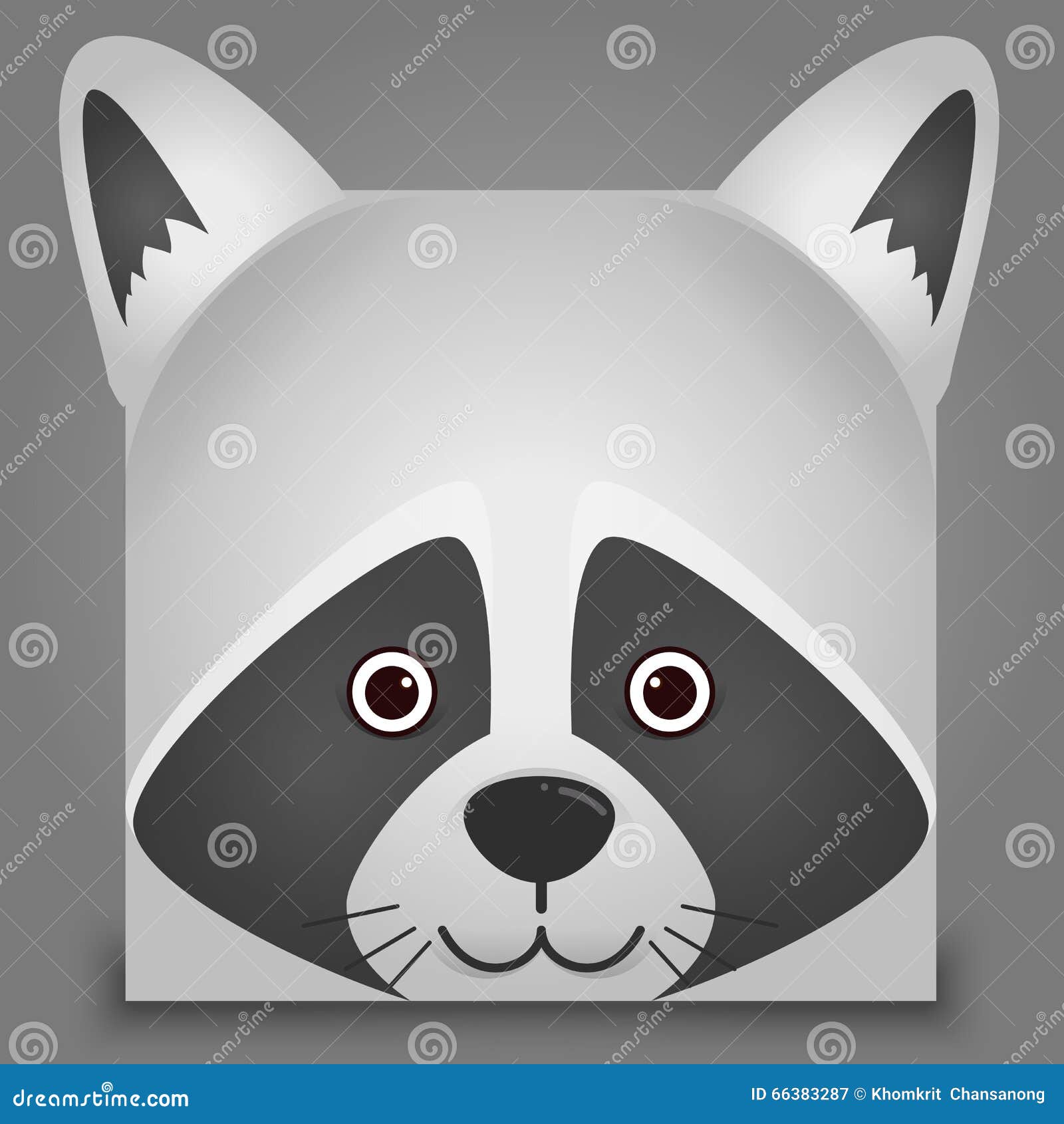 Vector Image of a Raccoon Face Square Style Stock Vector - Illustration ...