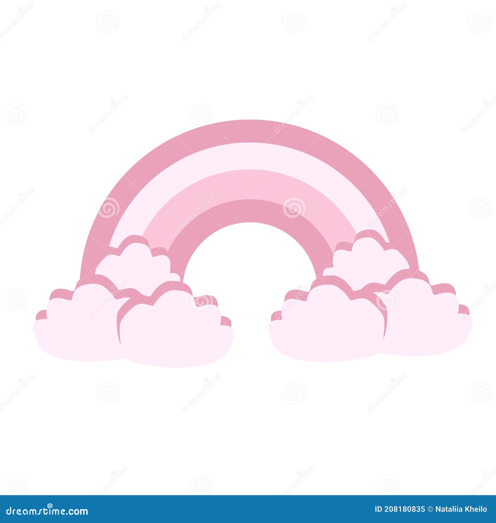 Vector Image of a Rainbow with Clouds in Pink Stock Vector ...